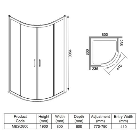 Merlyn Mbox Quadrant Shower Enclosure 800x800mm Mb2q800