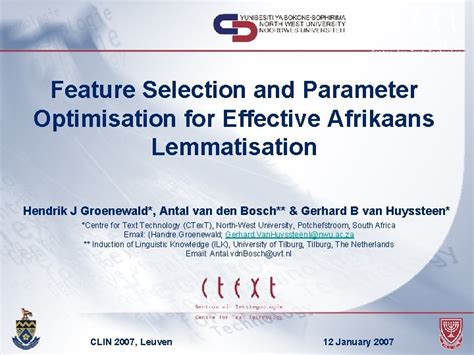 feature selection and parameter optimisation for effective afrikaans