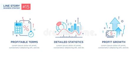 Set Of Illustrations Concept With Business Concept Workflow Growth Graphics Stock Vector