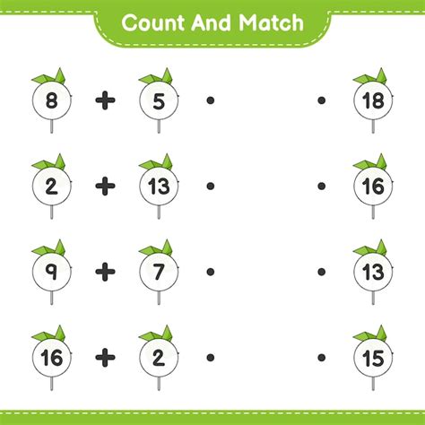 세어보고 일치하고 바람개비의 수를 세고 올바른 숫자와 일치시킵니다 교육 어린이 게임 인쇄용 워크시트 벡터 일러스트 레이 션 프리미엄 벡터