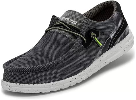 Hey Dude Mens Wally Hawk Wool Dark Grey Mens Shoes Mens Lace Up Loafers Comfortable And