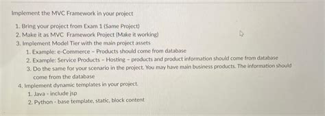 Solved Implement The MVC Framework In Your Project Bring Chegg