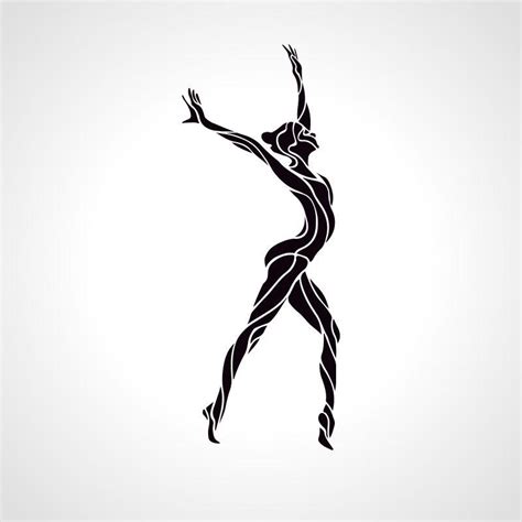 艺术体操黑白矢量插图图片 体操女孩的创意剪影矢量插图素材 高清图片 摄影照片 寻图免费打包下载