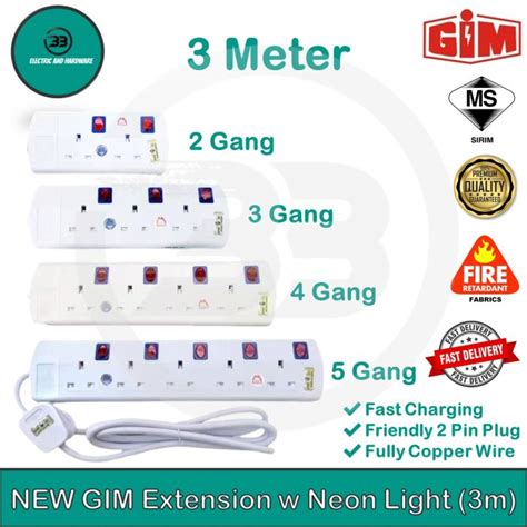 Sirim Approved New Gim Trailing Socket Plug Extension Extention 2gang 3gang 4gang 5gang 2 3 4 5
