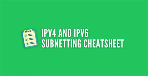 Ipv4 And Ipv6 Subnetting Cheat Sheet — Rapidseedbox