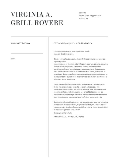 Carta De Presentacion 2024 A D M I N I S T R AT I V O 2024 E S T I