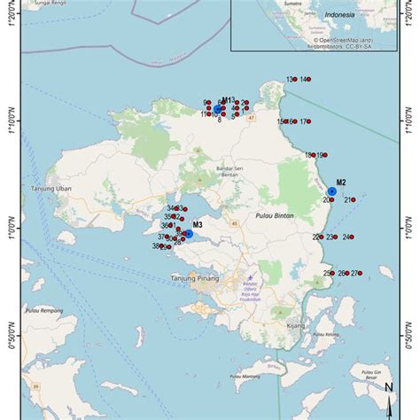 Map Of Bintan Island With The Observation Points The Red Circles Refer