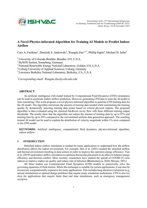 pdf a novel physics informed algorithm for training ai models to