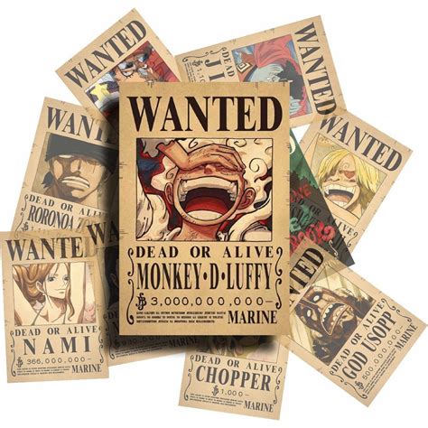 Kit 5 Posters One Piece Procurados Wanted Autocolantes Shopee Brasil