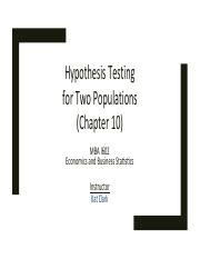 CH10 Hypothesis Testing Two Populations Pdf Hypothesis Testing For Two Populations Chapter