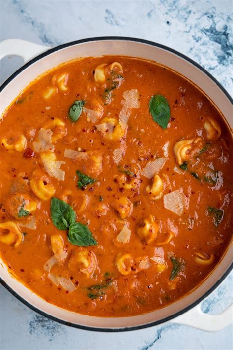 Creamy Tomato Tortellini Soup The Flavours Of Kitchen