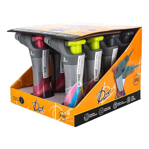 Daytona Pure Series Rubberized Duco Refillable Lighter Display Of 8