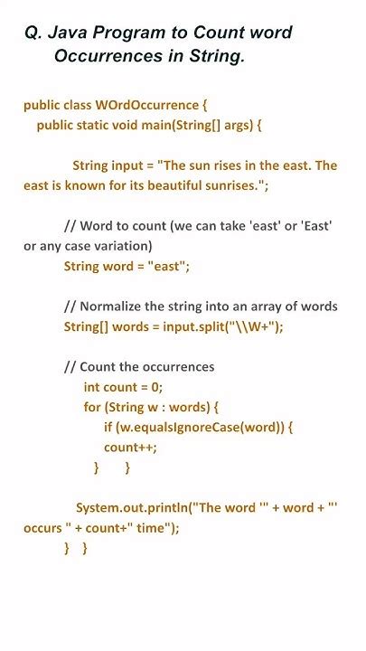 Java Program To Count Specific Word Occurrences In A String Time Complexity Javaprogramming