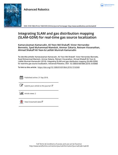 Pdf Integrating Slam And Gas Distribution Mapping Slam Gdm For Real