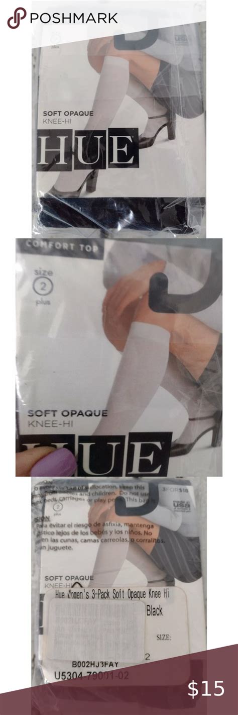 Lot Of 3 Hue Soft Opaque Knee High Socks Size 2 Plus Black Comfort Top