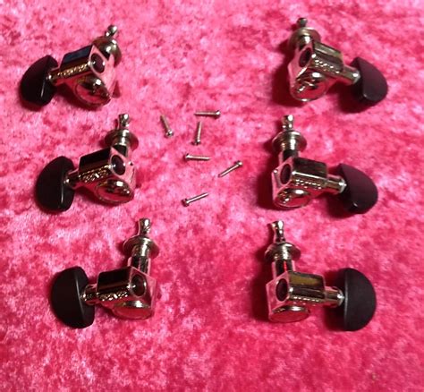 Grover Tuning Keys 3 3 Chrome With Black Buttons Reverb
