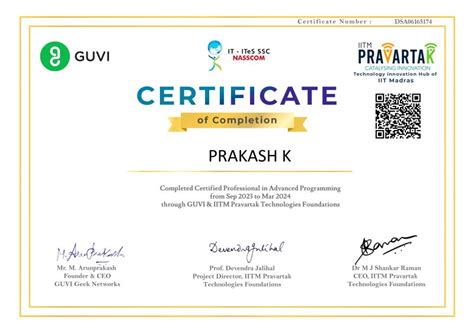 I Earned A Professional Certificate In Programming From Guvi And Iitm
