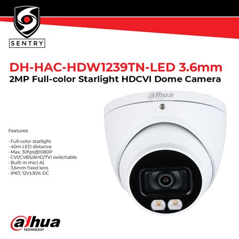 Dahua Dh Hac Hdw1239tn Led 36mm 2mp Full Color Starlight Hdcvi Dome