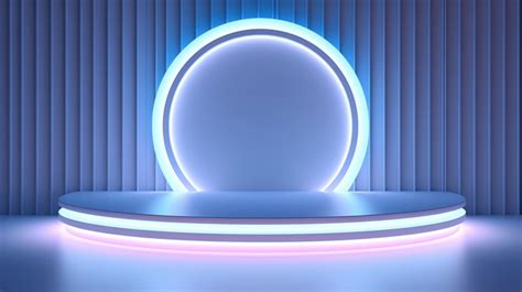 원형 링이 있는 화려한 네온 램프 3d 렌더링 디스플레이 스탠드 추상 빛나는 네온 배경 고화질 사진 사진 배경 일러스트 및 사진 무료 다운로드 Pngtree