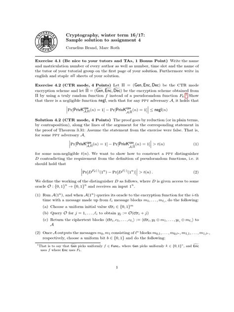 cryptography winter term 16 17 sample solution to assignment 4 pdf