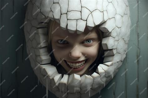 Premium Photo A Woman Looking Through A Hole In A Wall