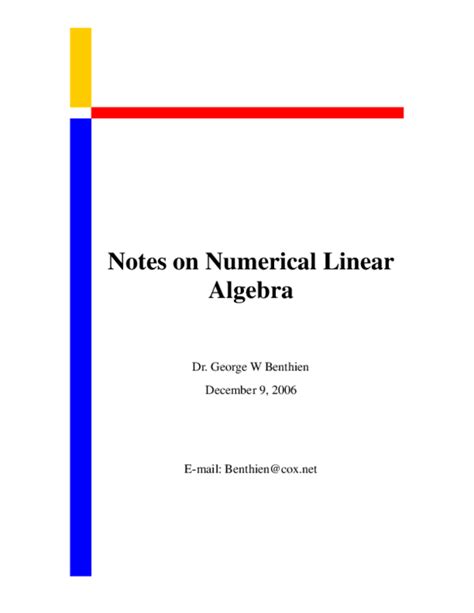 Pdf Notes On Numerical Linear Algebra