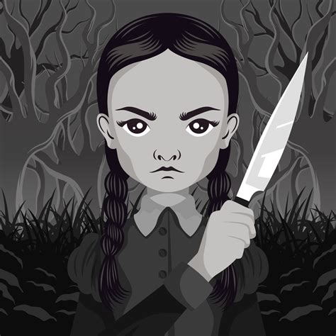 Scary Girl In The Middle Of Spooky Forest 20526596 Vector Art At Vecteezy