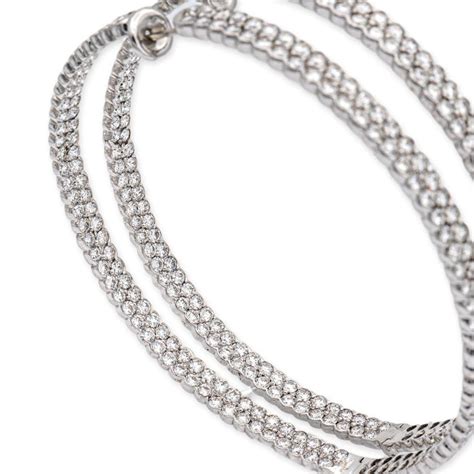 18k White Gold Extra Large 1480 Ct Double Row Diamond Inside Out Hoop