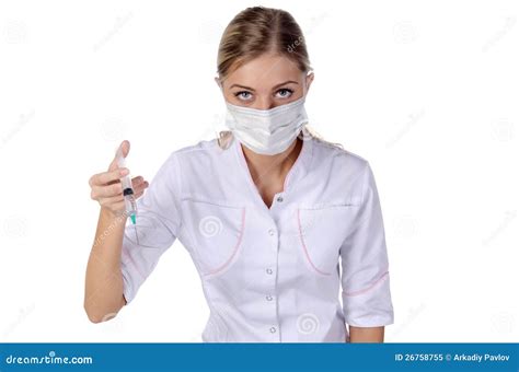 Doctor Girl Syringe Injection Stock Image Image Of Expertise
