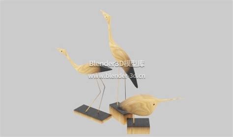 Blender 小鸟木雕装饰品摆件3d模型素材资源免费下载 Blender3d模型库