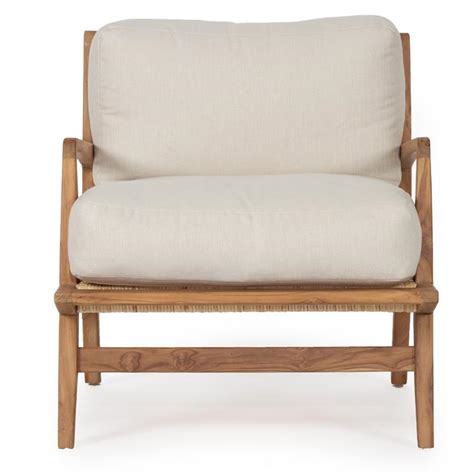 Olivia Teak Timber And Rattan Armchair With Cushion By Ambience Interiors