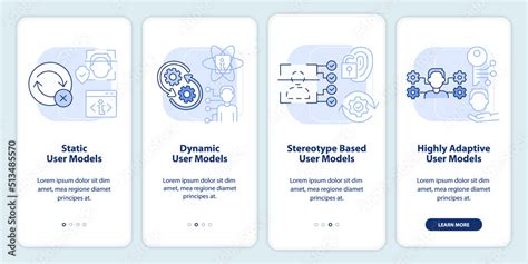 User Modeling Light Blue Onboarding Mobile App Screen Interaction Walkthrough 4 Steps Editable