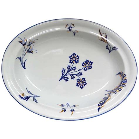 Longwy Early French Majolica Glazed Floral Landscape Pin Dish For Sale