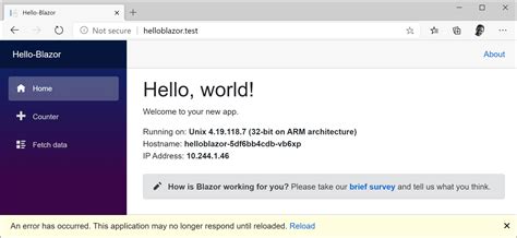 Blazor App An Error Has Occurred This Application May No Longer Respond Until Reloaded Reload