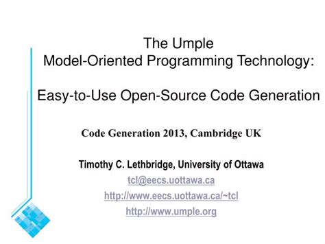 PPT The Umple Model Oriented Programming Technology Easy To Use Open