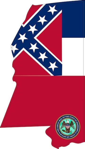Mapa Del Estado De Mississippi Ee Uu Vector Premium