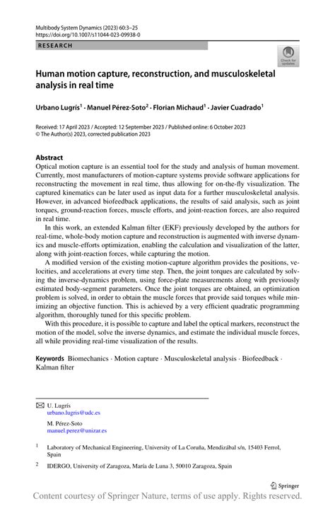 Pdf Human Motion Capture Reconstruction And Musculoskeletal
