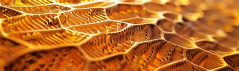 Wavy Golden Honeycomb Texture With A Glowing Effect Abstract Hexagonal