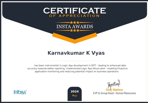 Karnav Vyas On Linkedin Insta Awards Infosys 💖🎉
