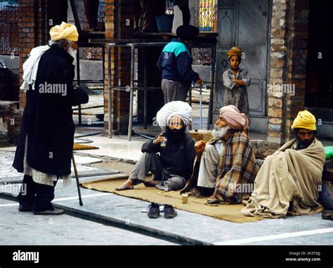 Amritsar India Golden Temple Langar Being Served Outside Temple Men