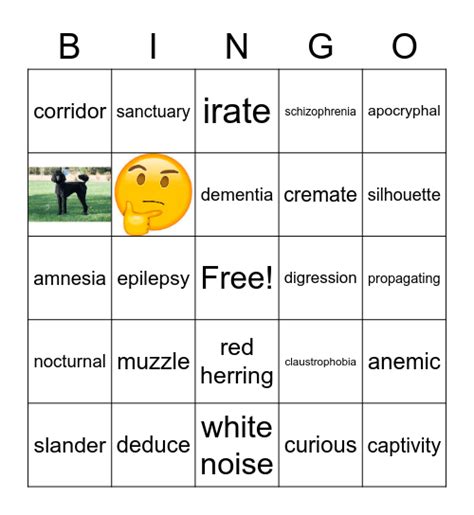 Dog Vocab Review Bingo Card