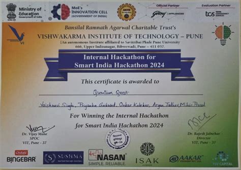 Sih2024 Innovation Hackathon Teamwork Vishwakarmainstituteoftechnology Vaishnavi Singh