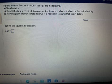 Solved For The Demand Function Q D P P Find The Chegg