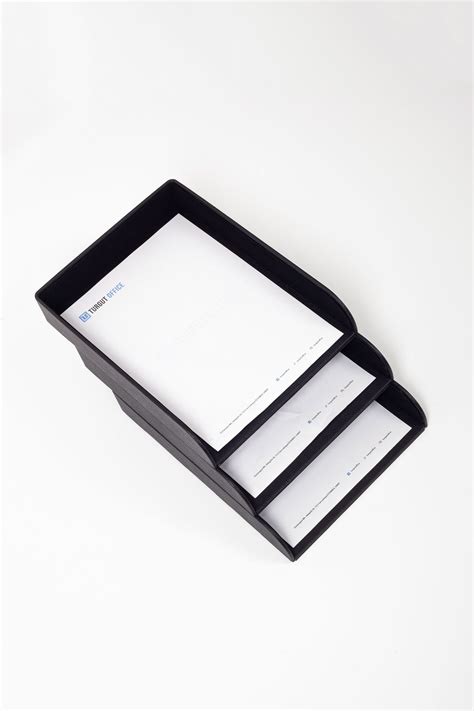Felix Black Leather Triple Document Rack Desktop Double Document Rack