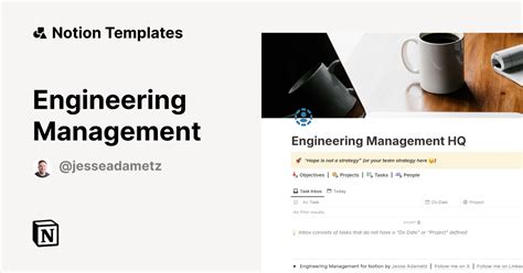 Engineering Management By Jesse Adametz Notion Template