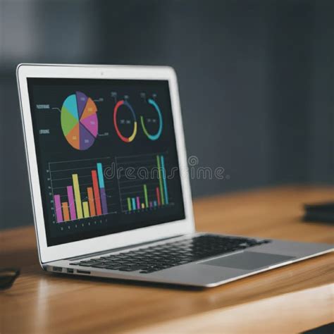 Modern Laptop With Interactive Business Analytics And Financial Dashboard Stock Illustration