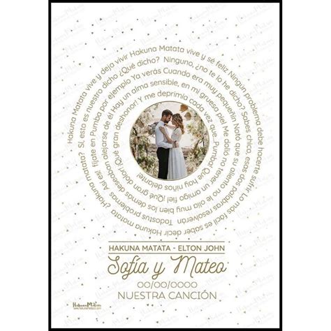 Lámina Personalizada Con Foto Letra De Canción Color Negro