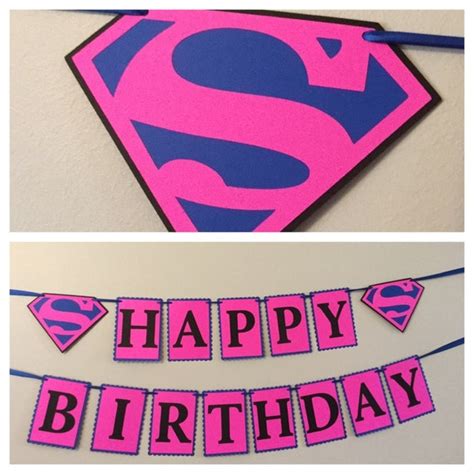 Supergirl Happy Birthday Banner Pink And Blue By Scraptags On Etsy