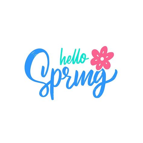 Premium Vector Hello Spring Hand Drawn Colored Lettering Greeting