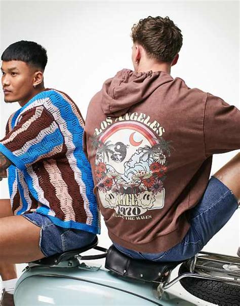 Asos Design Felpa Con Cappuccio Oversize Lavaggio Marrone Acido Con